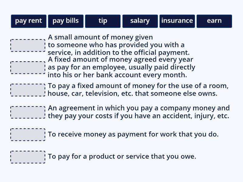 Money phrases - Match up