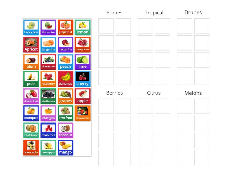 Fruit classifications - Group sort