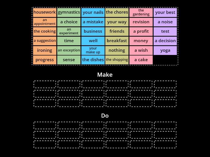 Unit 6_make/do collocations - Group sort