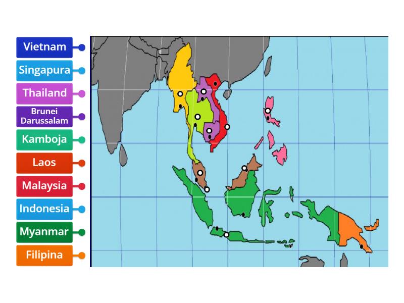 Peta Negara Kawasan Asia Tenggara - Labelled diagram