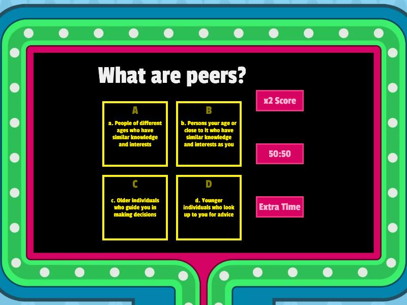 Peers & Peer Culture Quiz - Gameshow quiz