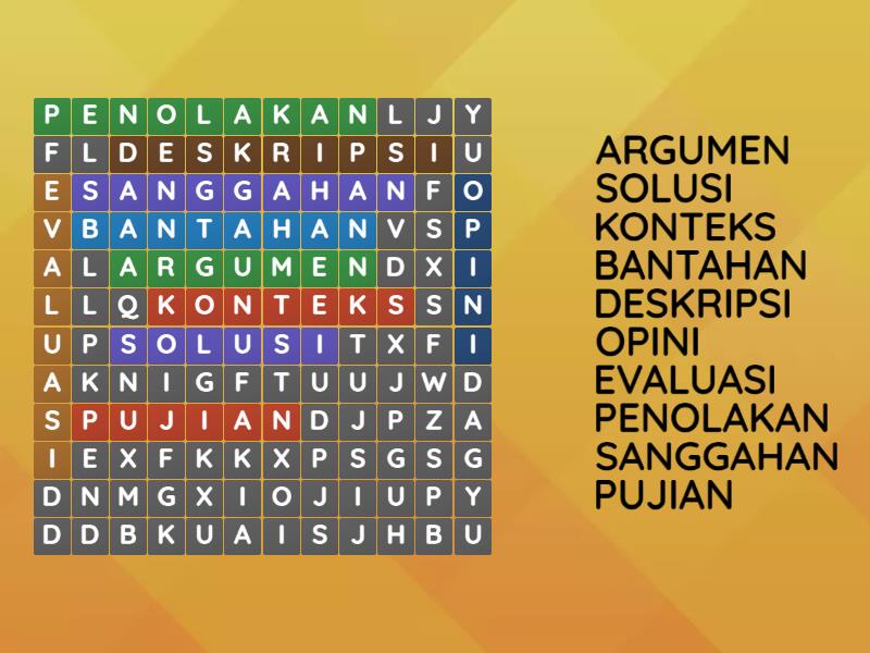 Carilah 10 kata yang berkenaan dengan materi teks tanggapan! - Wordsearch