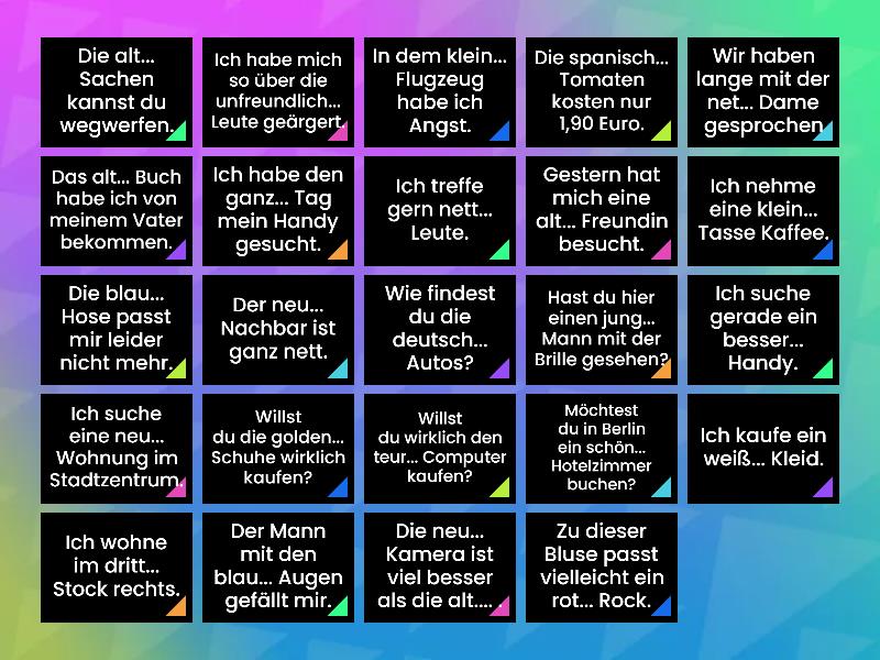 (A2) Adjektivdeklination bestimmter und unbestimmter Artikel (Nom, Akk ...