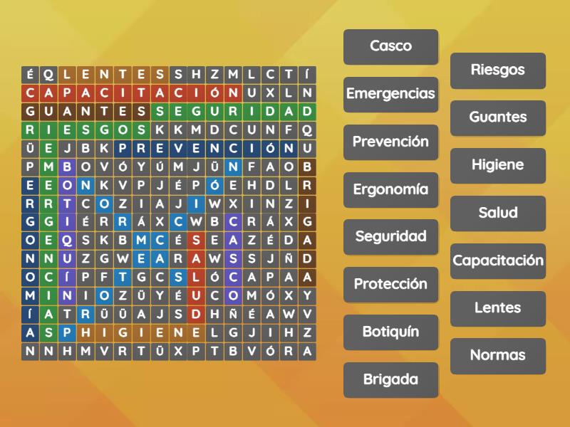 - Salud Ocupacional - Sopa de letras