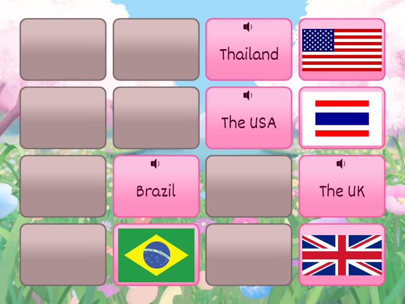 FF3, Unit 1, Lesson 1, flags and countries. - Combine os pares