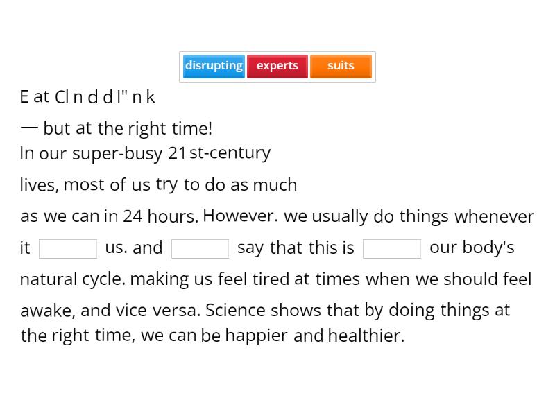 Tips for timing - Complete the sentence