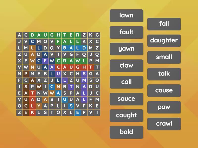 diphthongs with the "aw" sound - Wordsearch