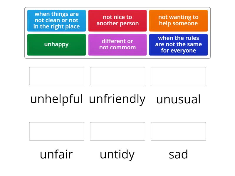 adjectives with prefix 'un' - Match up