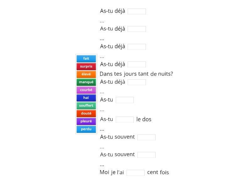 Passé composé - JLFCF - Complete the sentence