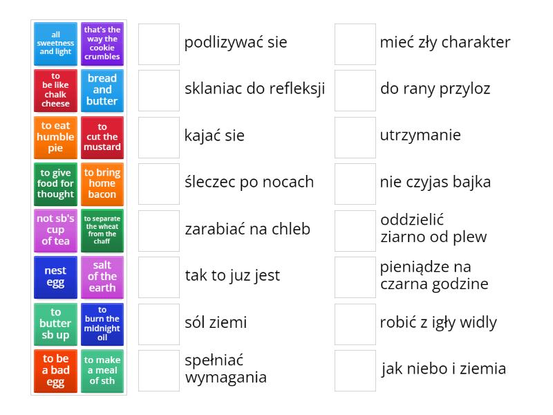 food idioms - Match up