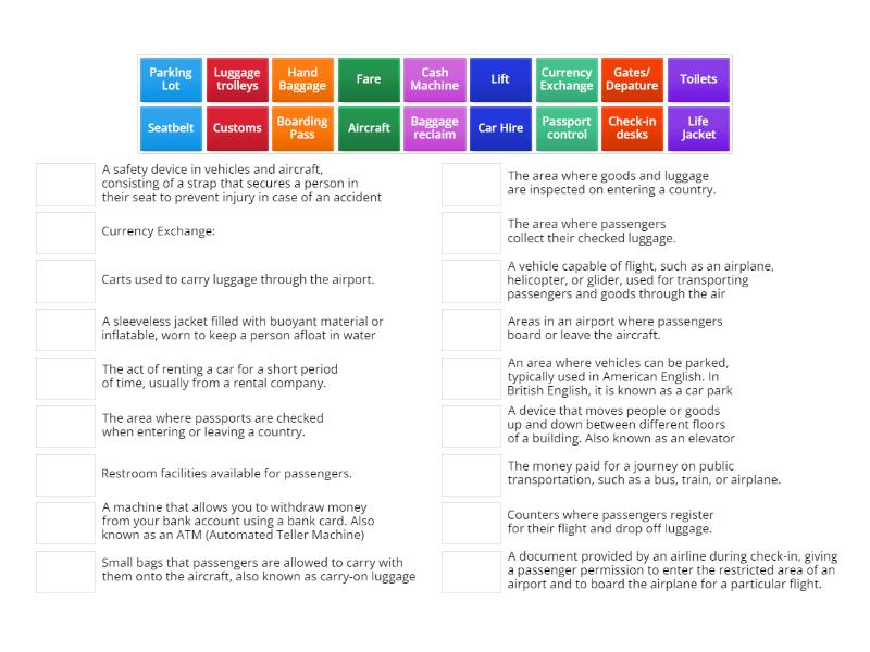 Match the given words with definition - Match up