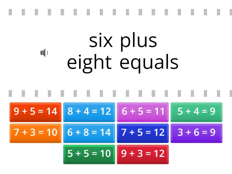 Abeka - Matching words into addition sentences - Find the match