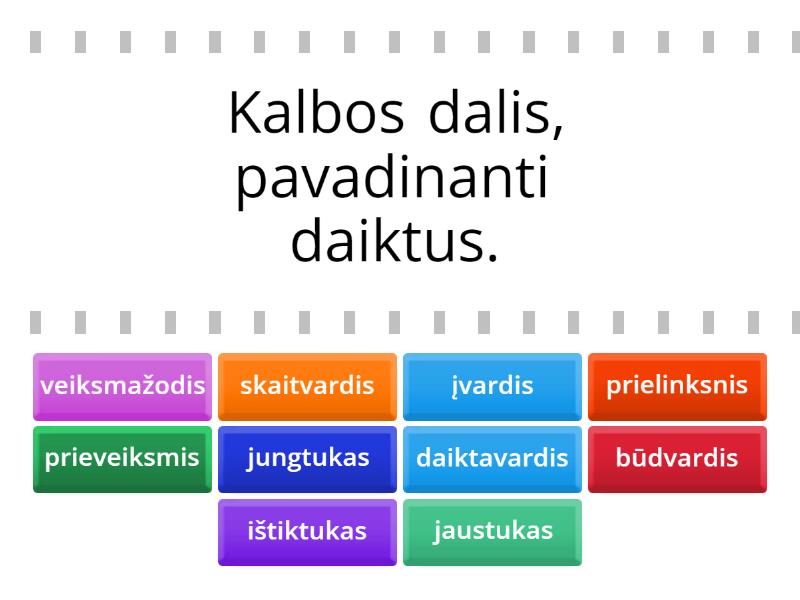 Kalbos dalys - Find the match