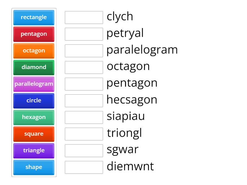 Welsh shape words - Match up