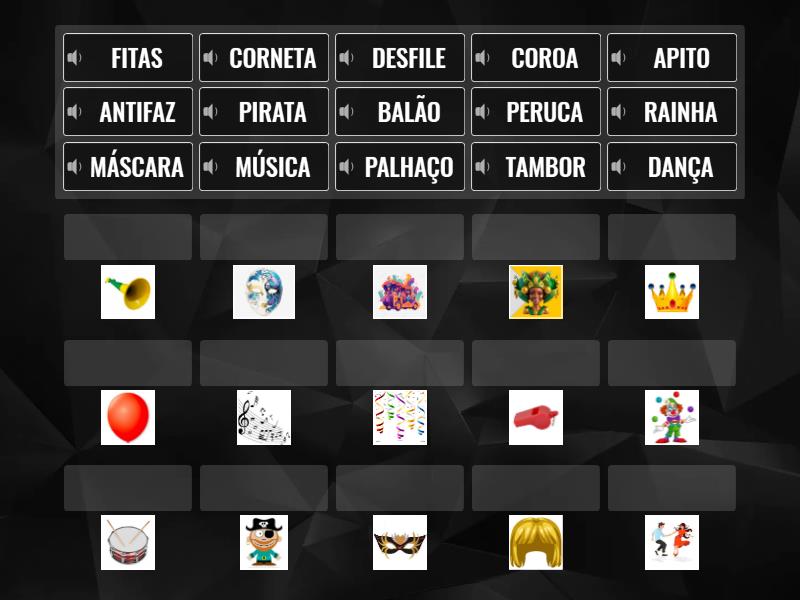 CARNAVAL VOCABULÁRIO - Match up