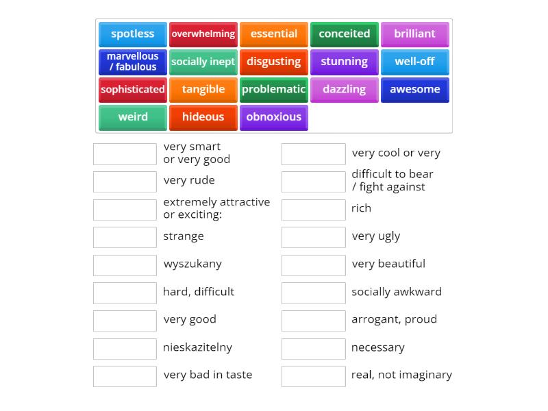 Geek Girl - adjectives - Match up