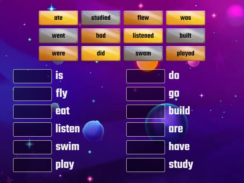 Simple past tense matching - Une las parejas