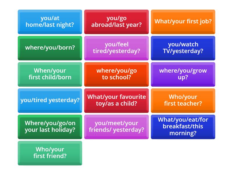 Questions with did, was, were (A2-B1) - Flip tiles