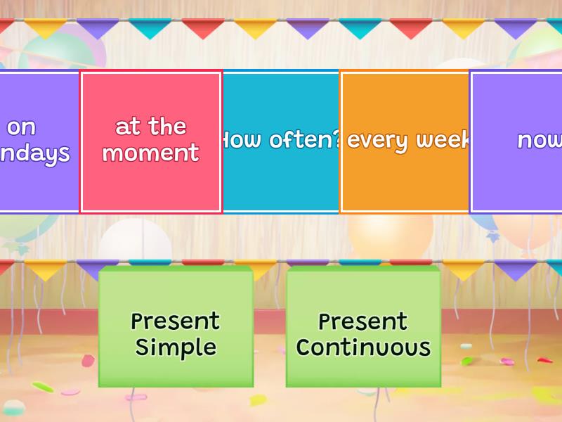 Present Simple vs Present Continuous adverbs of time - Speed sorting