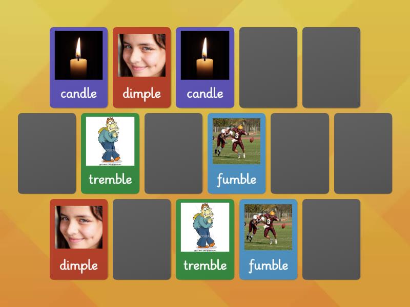 Final Stable Syllables Wordwall [ble,dle,ple,tle] - Matching pairs