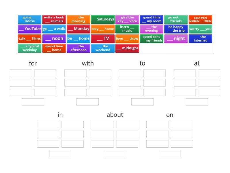 Prepositions - Group sort