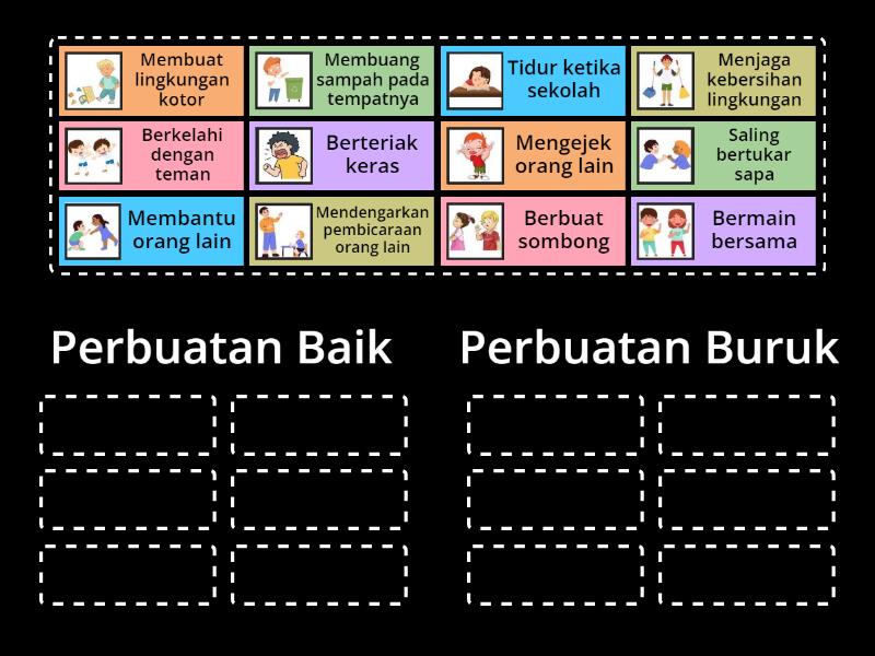 Nilai Perbuatan Baik dan Buruk PPKN Kelas 1 SD - Group sort
