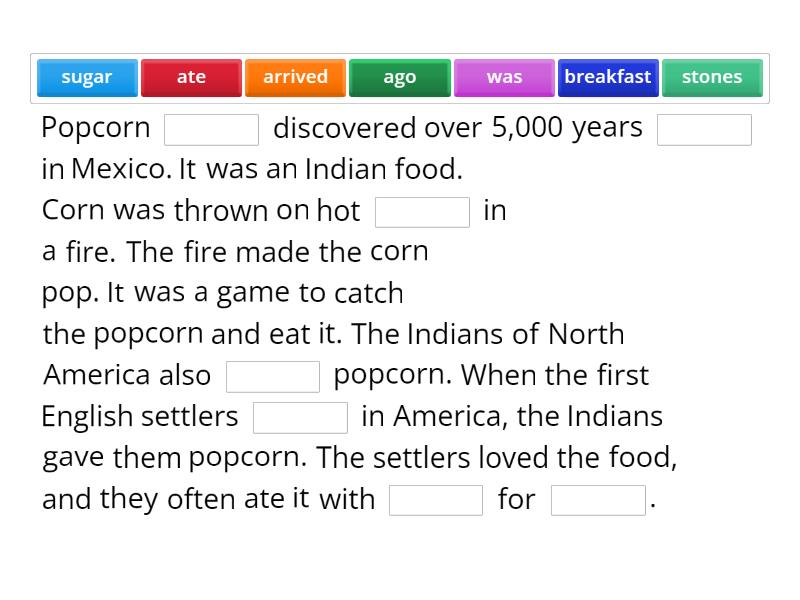 Pop corn - Complete the sentence