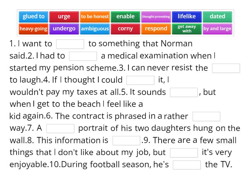 Outcomes UI unit 1 vocabulary practice - Complete the sentence