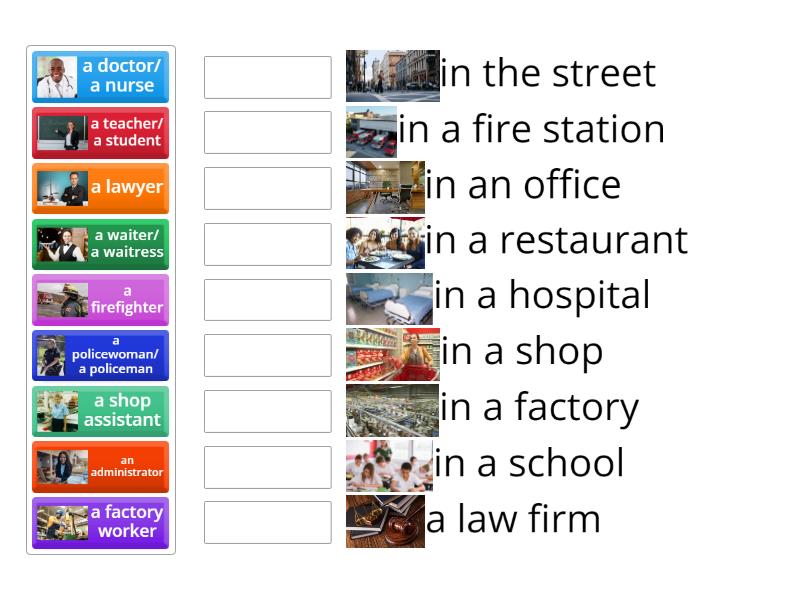 Jobs and places of work - Match up