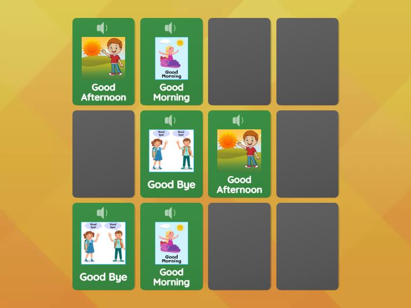 Prekinder Greetings - Matching pairs