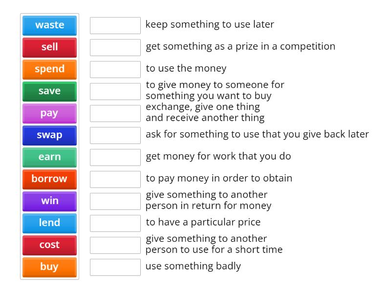Basic 3 p. 48 (about money) - Match up