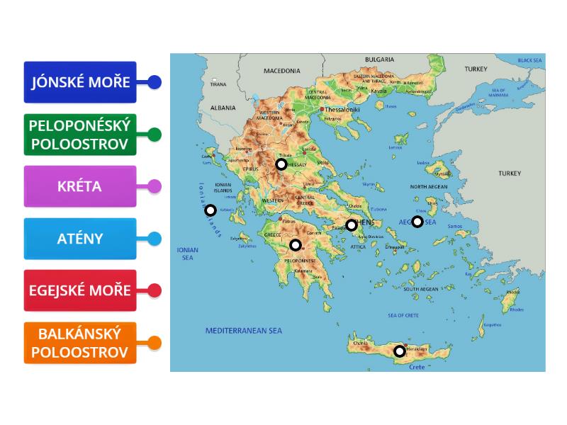 Poloha Řecko -mapa - Labelled diagram