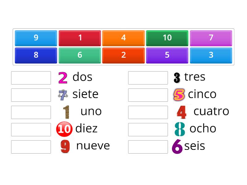 The numbers - Los nùmeros - Match up