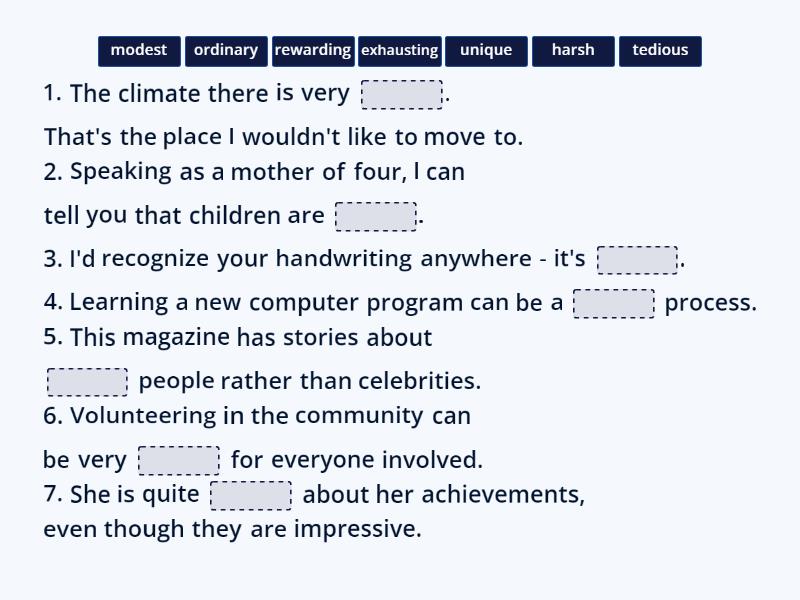 SO B2.1 2C Vocabulary - revision - Complete the sentence
