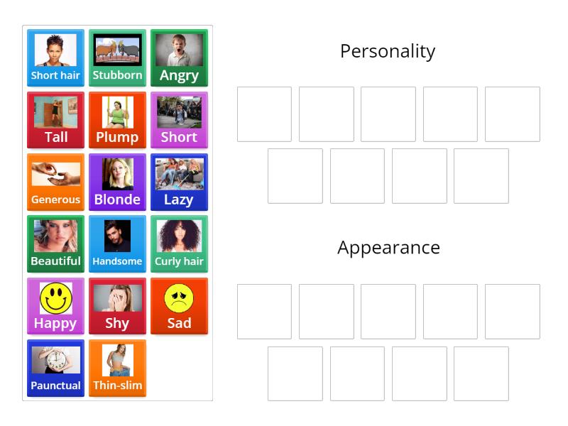 Appearance and Personality - Group sort