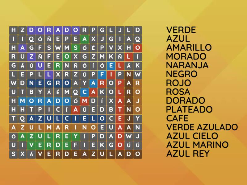 colores (sopa de letras) - Wordsearch
