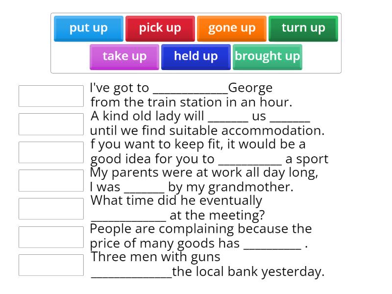 Traveller B1 Module 5 phrasal verbs with 'up' - Match up