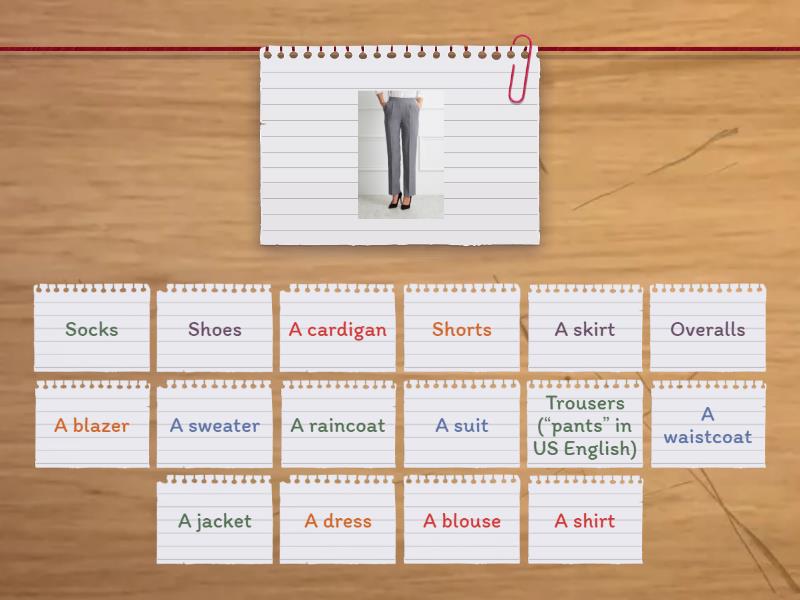 Clothes shop | Vocabulary - Find the match