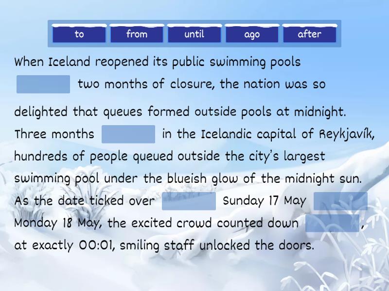 C1 Prepositions - Icelandic ritual for wellbeing - Complete the sentence