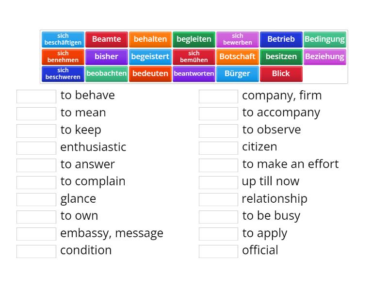 Level 2 Vocabulary B - Match up