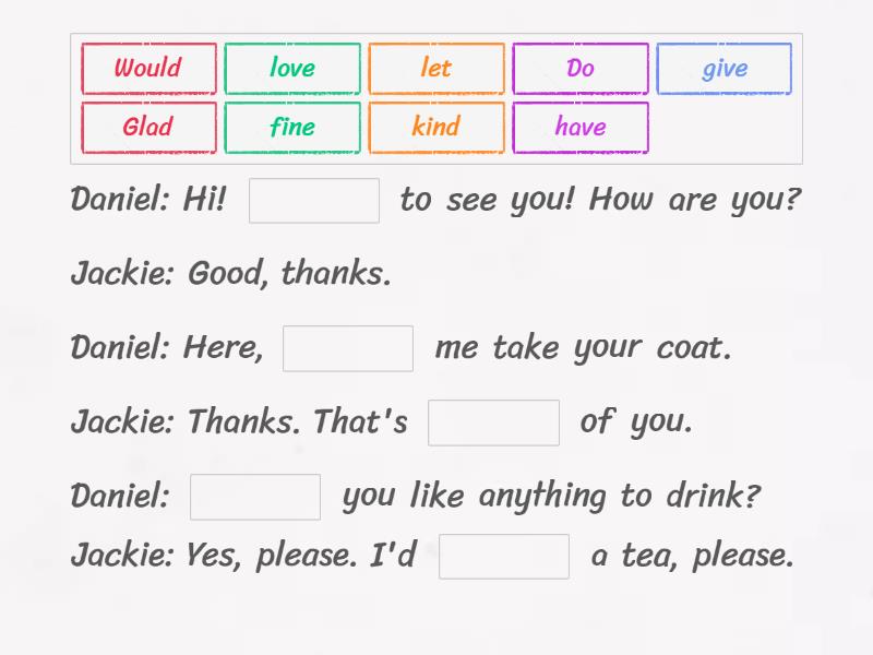 Social phrases - Complete the sentence