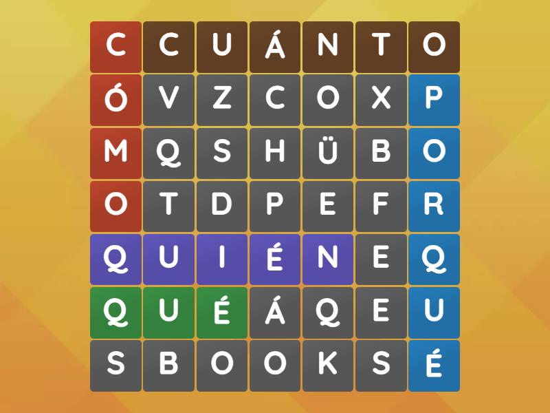 Question words - Wordsearch
