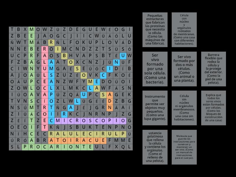 Sopa de letras conceptos claves Célula - 8° básico - Wordsearch