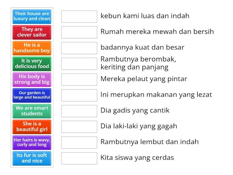 Please match the following sentence with its meaning! - Match up