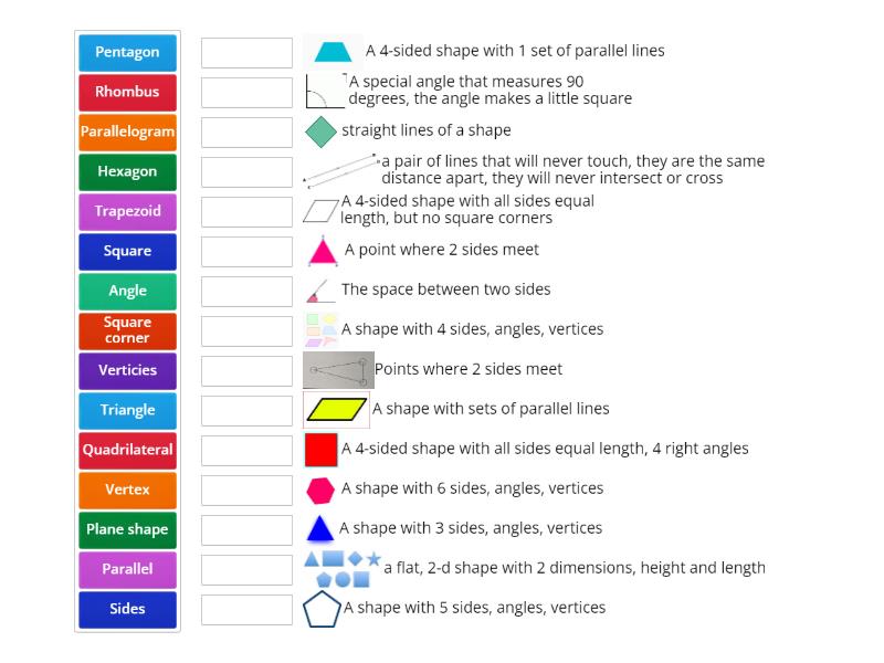 Geometry Plane Shapes Vocabulary Word Match - Match up