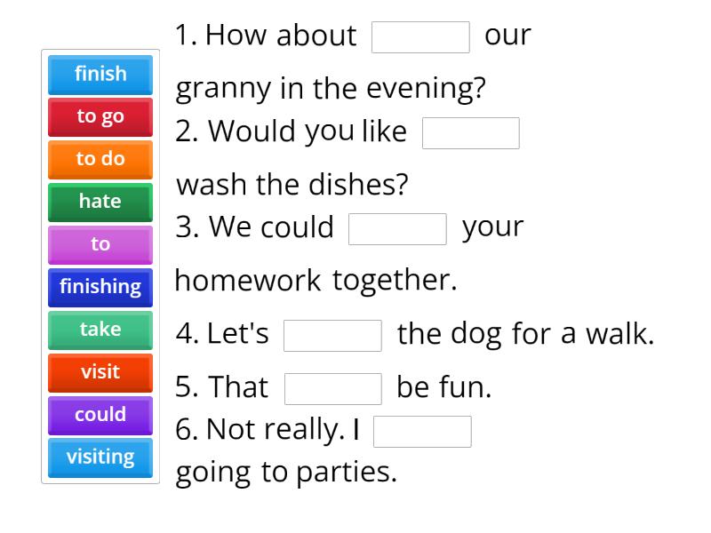 5th form gymn Rita inviting - Complete the sentence