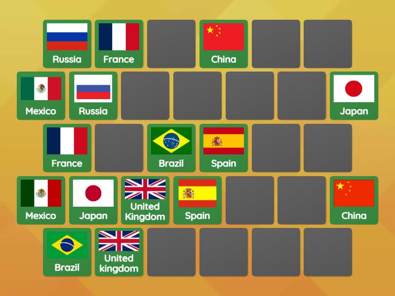 FLAGS OF THE WORLD - MEMORY GAME - Matching pairs