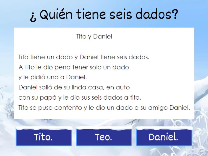 Lectura comprensiva "Tito y Daniel" - Quiz