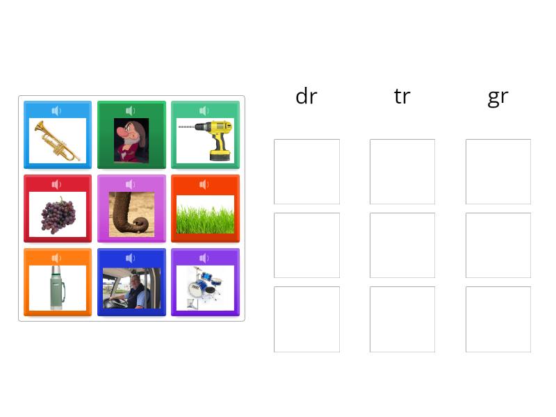 Camille GR, DR, TR Beginning Blends Sort - Group sort
