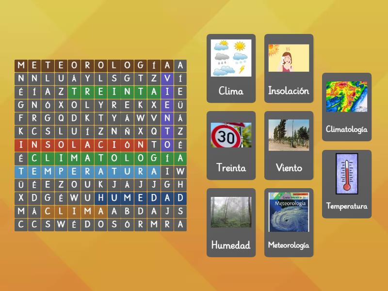 Climas - Sopa de letras